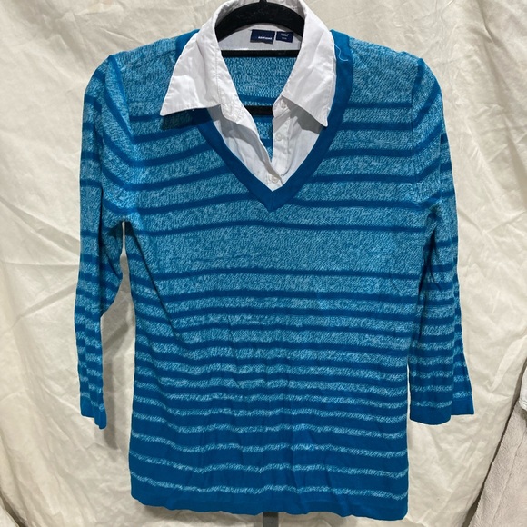 Basic Editions | Sweaters | Blue Stripped Basic Editions Sweater Size M ...